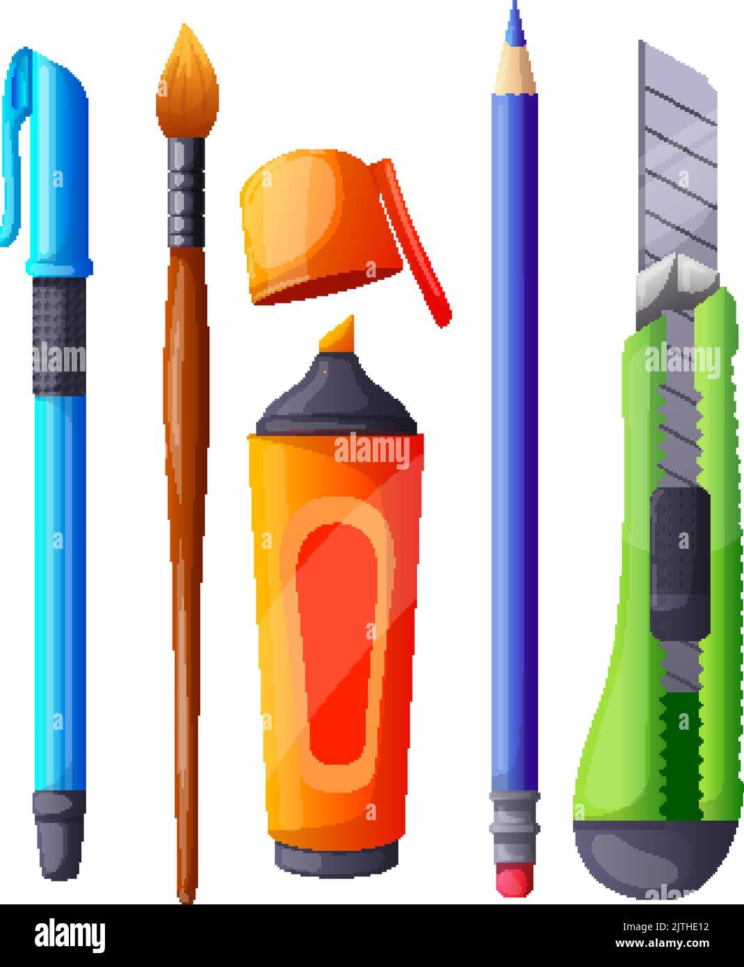 stationery school set cartoon vector illustration Stock Vector Image ...