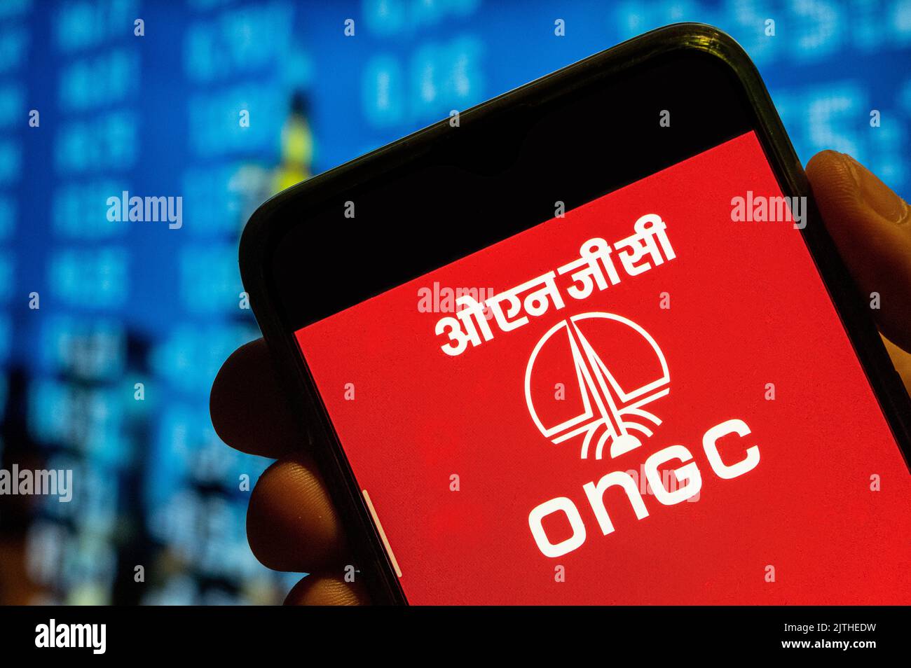 In this photo illustration, the Indian multinational crude oil and gas ...