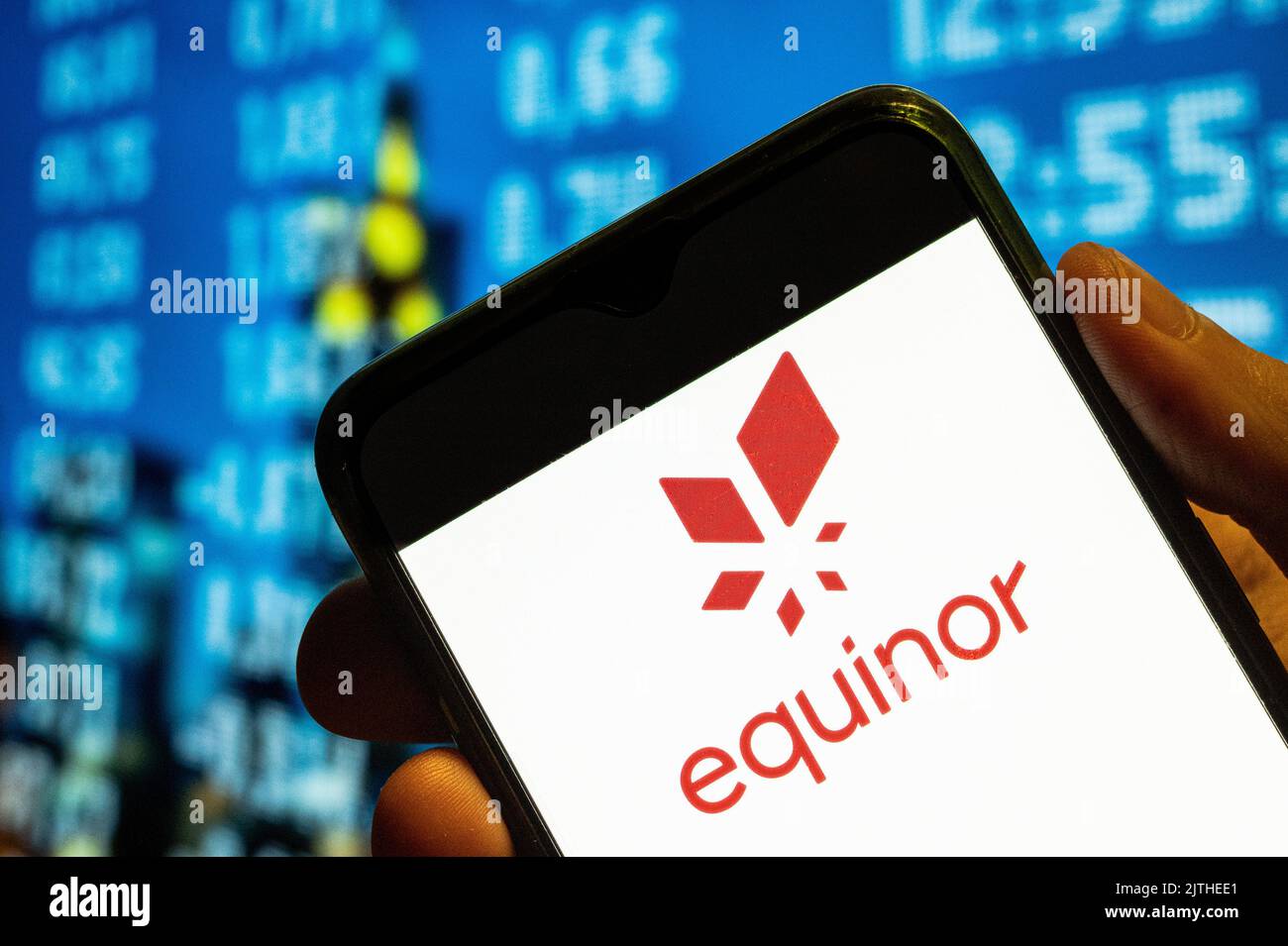 In this photo illustration, the Norwegian multinational energy company ...