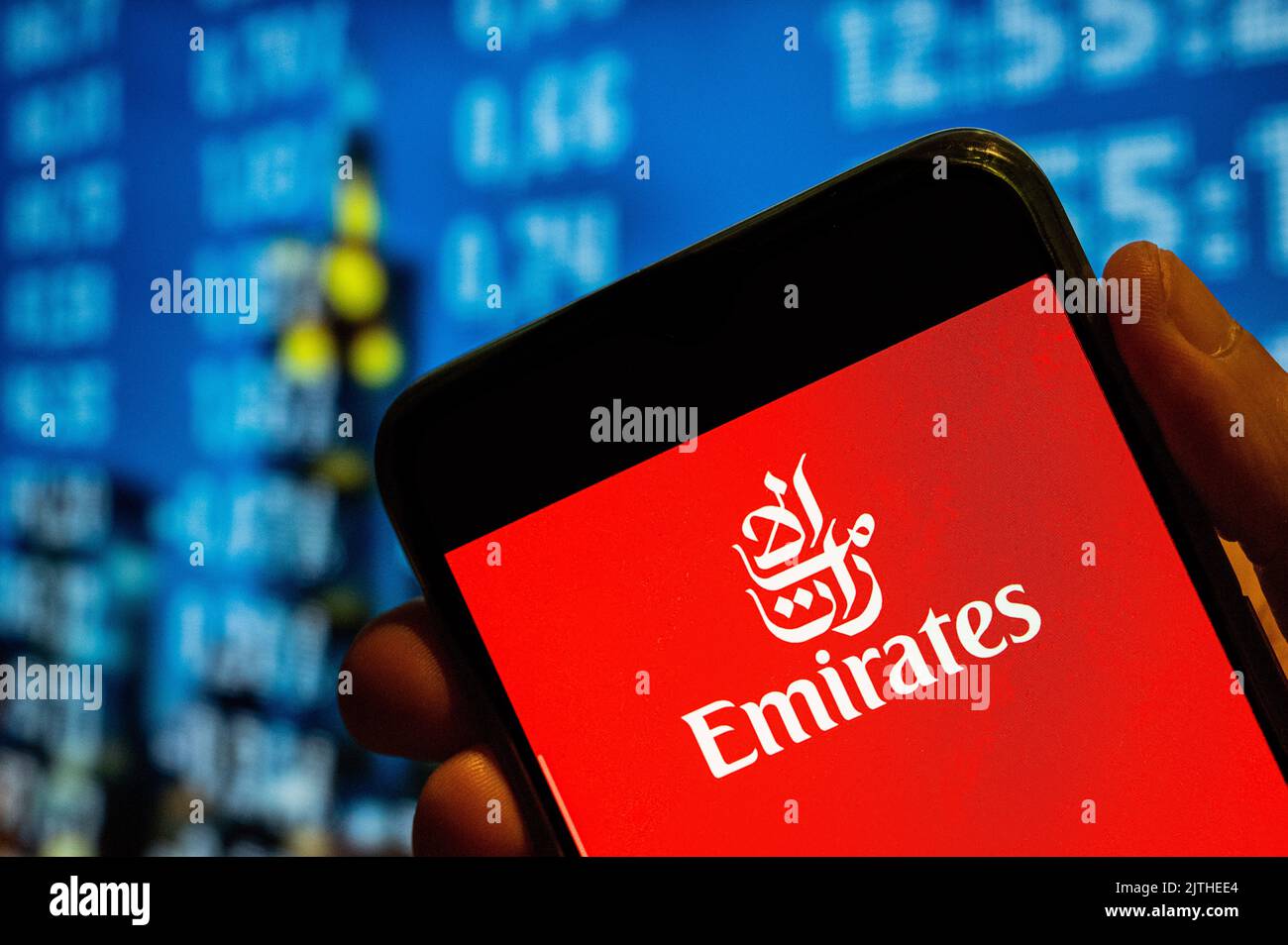 In this photo illustration, the United Arab Emirates Emirates airline ...