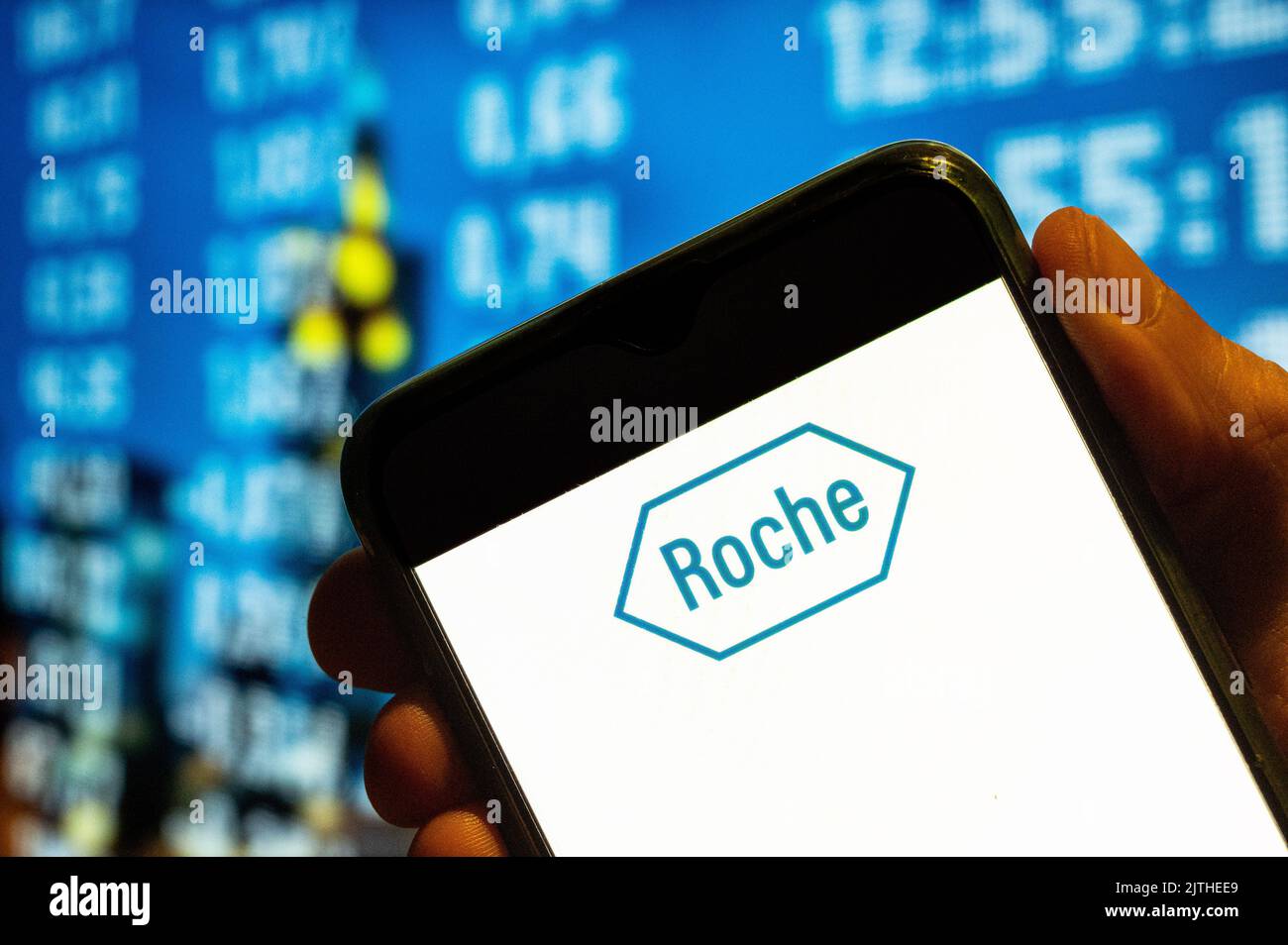 In this photo illustration, the Swiss multinational healthcare company ...