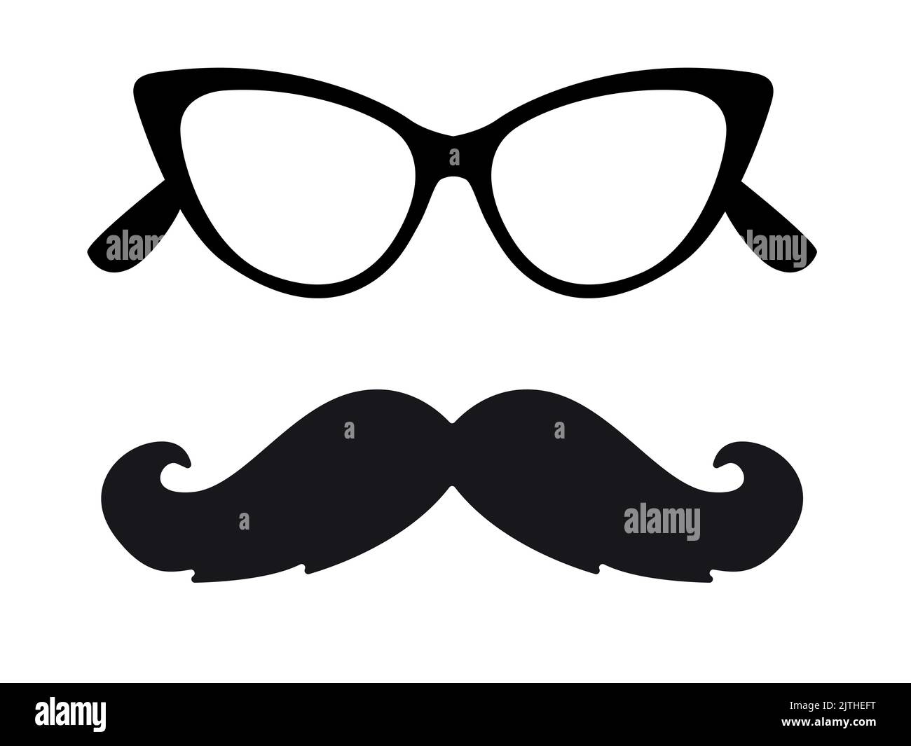 Hipster Mustache icon and retro Glasses. Vintage Silhouette of a symbol ...