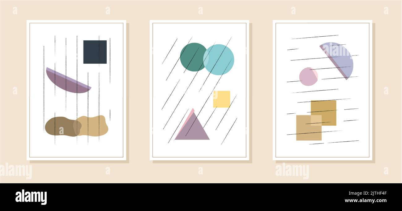 Set of minimalist geometric art posters. Contemporary design posters ...