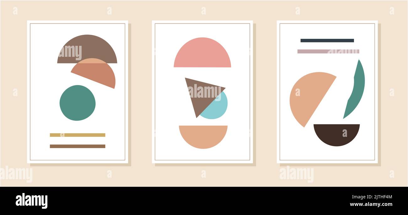 Set of minimalist geometric art posters. Contemporary design posters ...