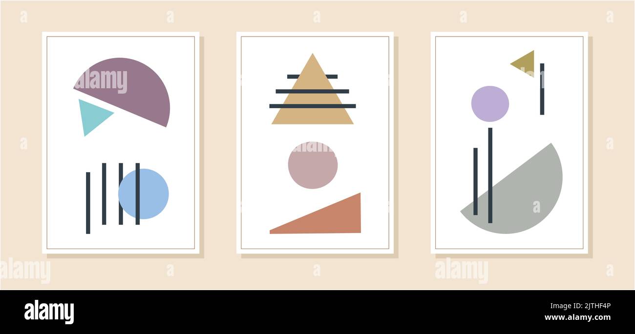 Set of minimalist geometric art posters. Contemporary design posters ...