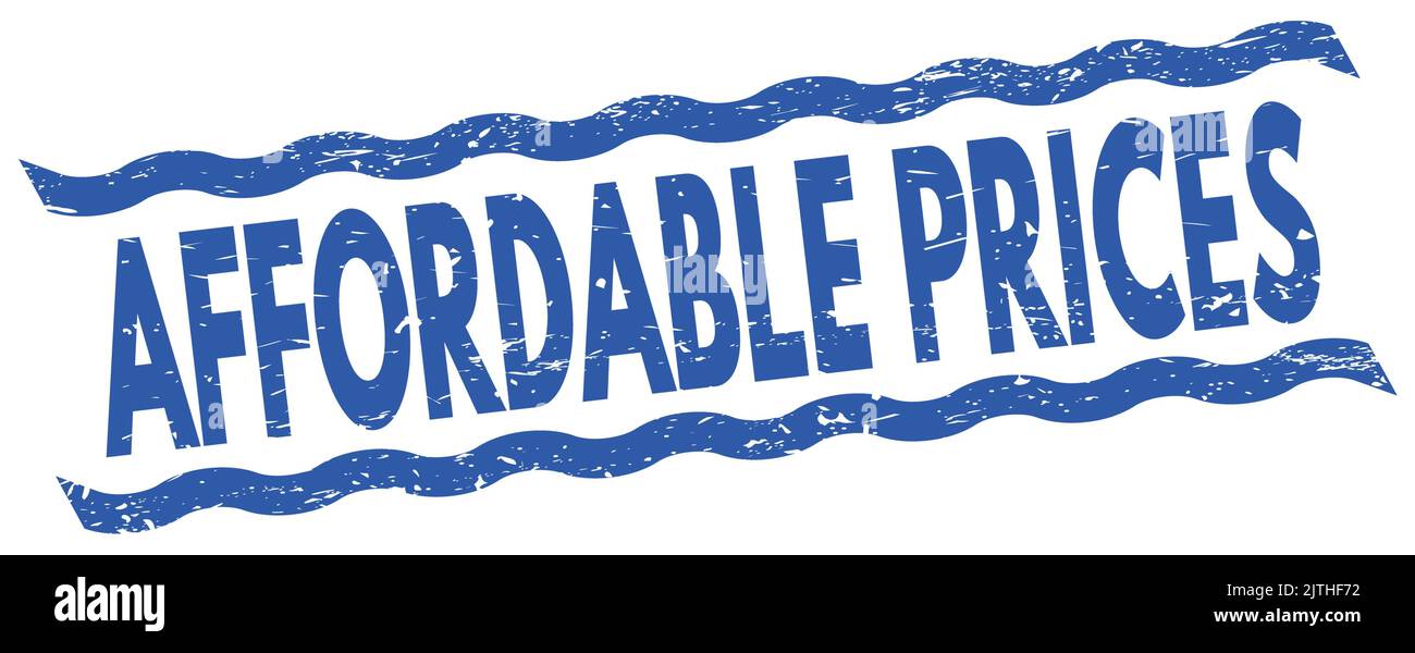 AFFORDABLE PRICES text written on blue lines stamp sign Stock Photo - Alamy