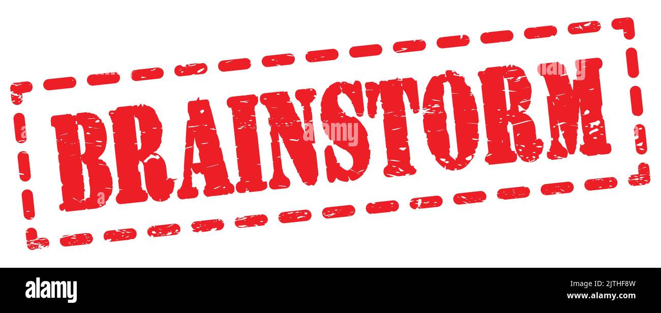 BRAINSTORM text written on red dash stamp sign Stock Photo - Alamy
