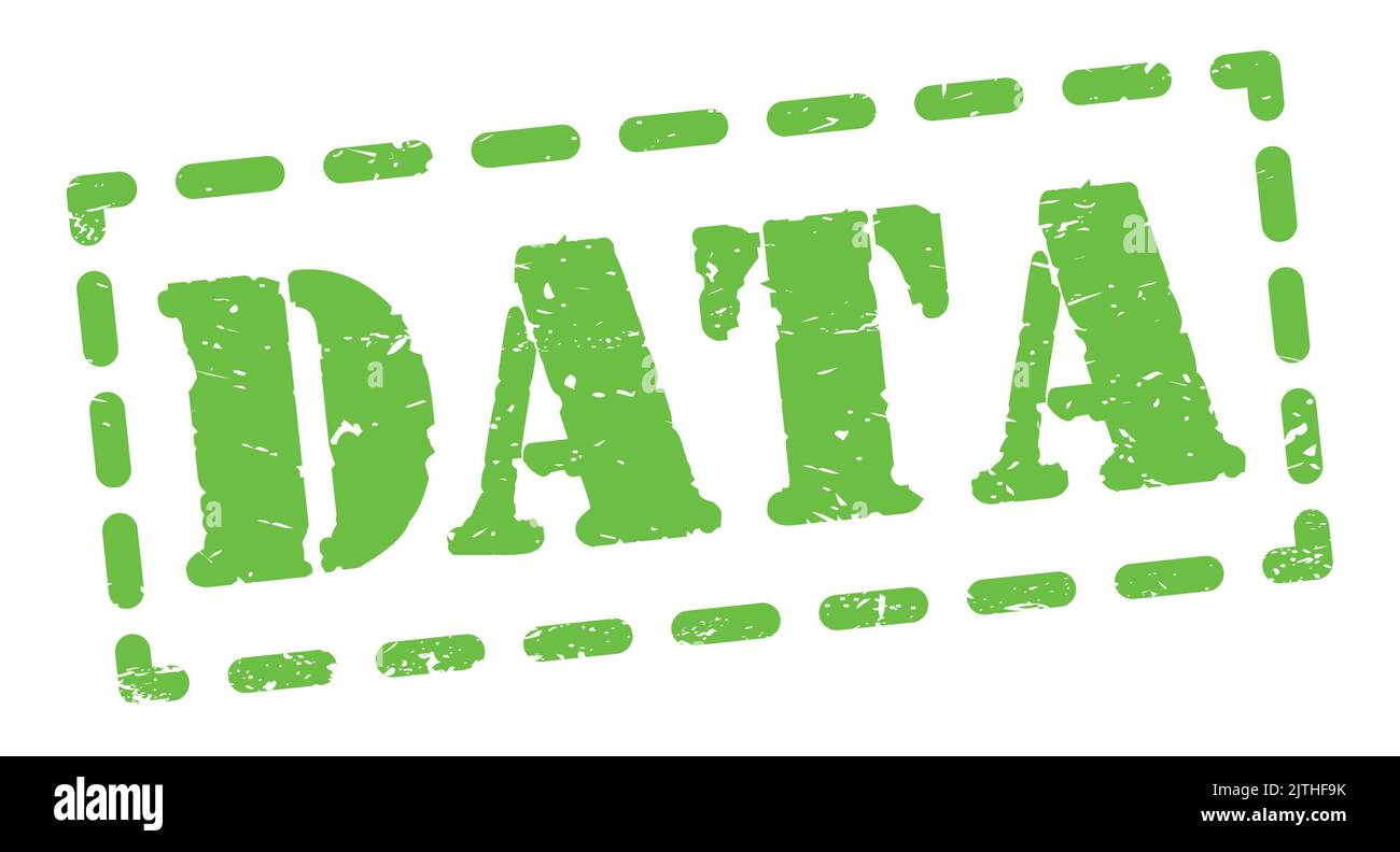 DATA text written on green dash stamp sign Stock Photo - Alamy