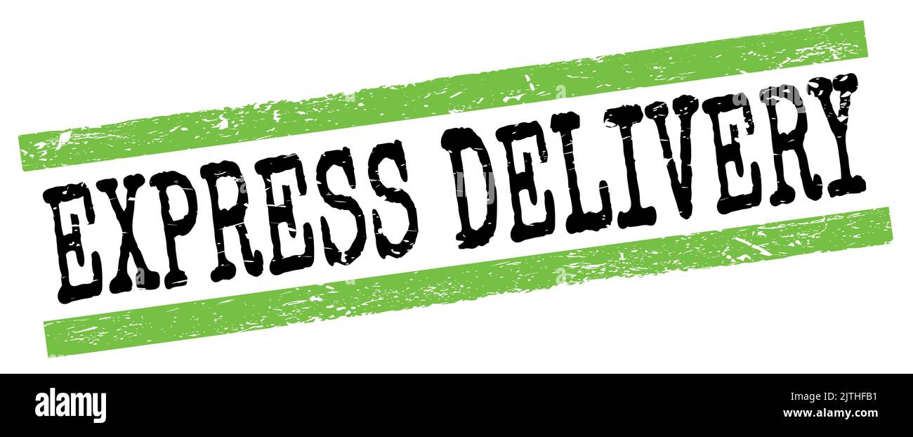 EXPRESS DELIVERY text written on green-black grungy lines stamp sign ...