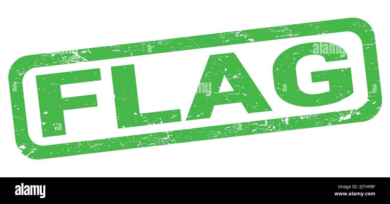 FLAG text written on green rectangle stamp sign Stock Photo - Alamy