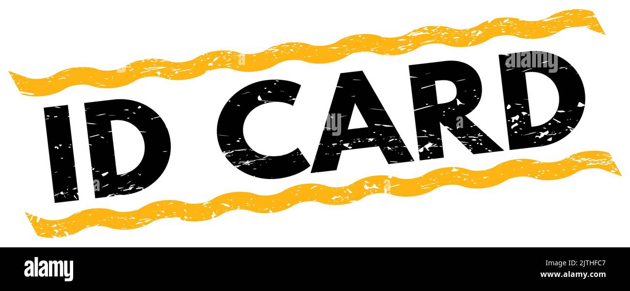 ID CARD text written on yellow-black lines stamp sign Stock Photo - Alamy