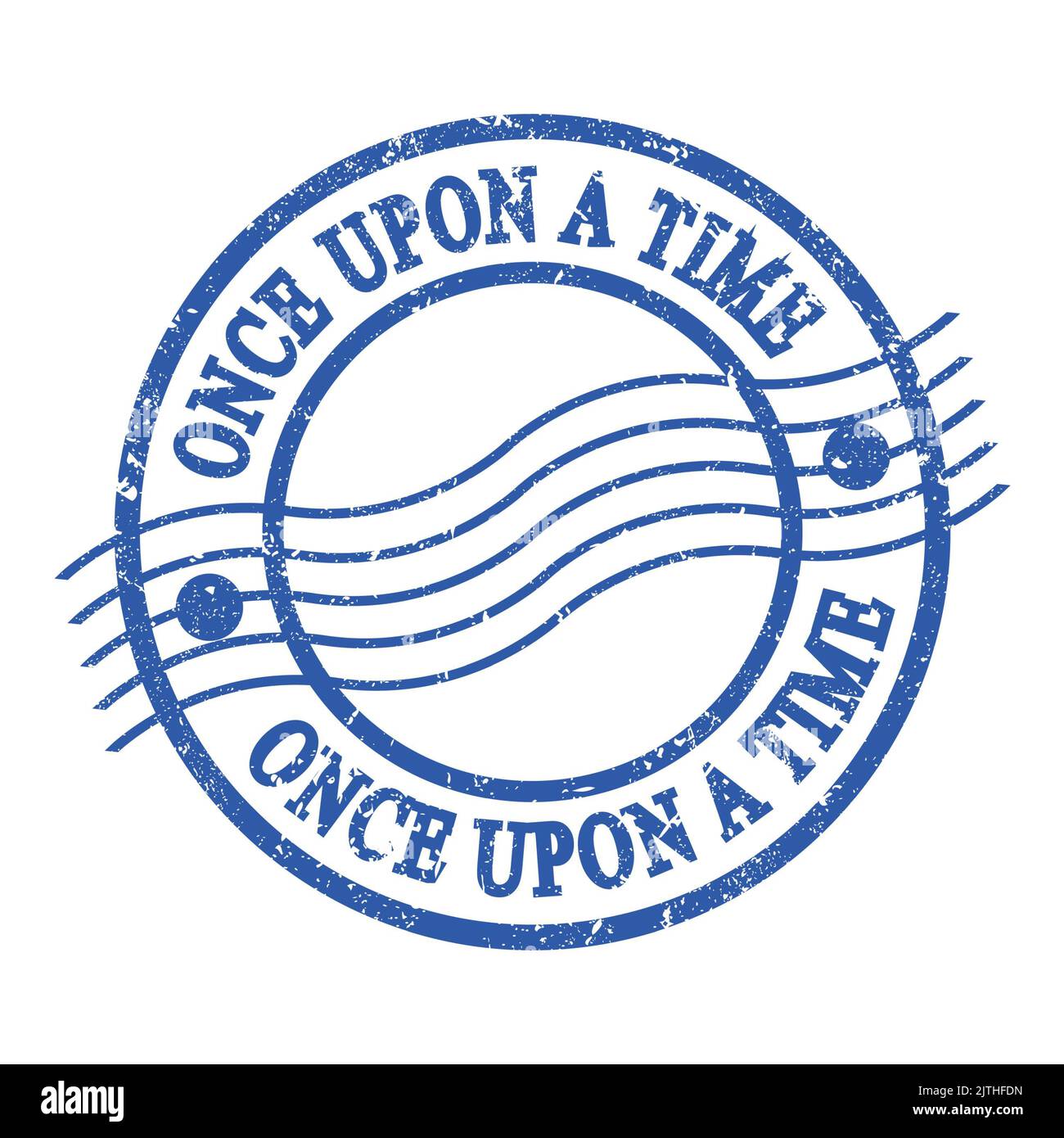 ONCE UPON A TIME, text written on blue grungy postal stamp Stock Photo ...