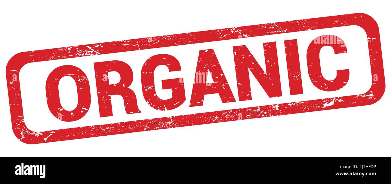 ORGANIC text written on red rectangle stamp sign Stock Photo - Alamy