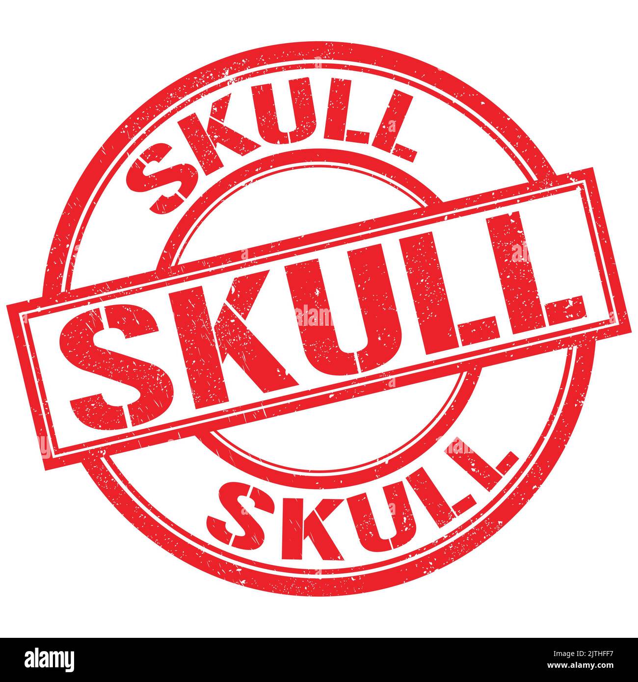 SKULL text written on red round stamp sign Stock Photo - Alamy
