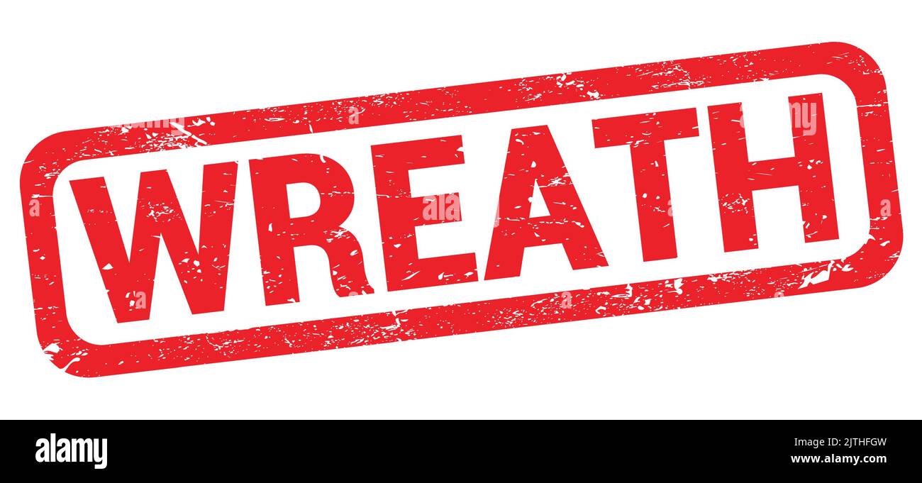 WREATH text written on red rectangle stamp sign Stock Photo - Alamy