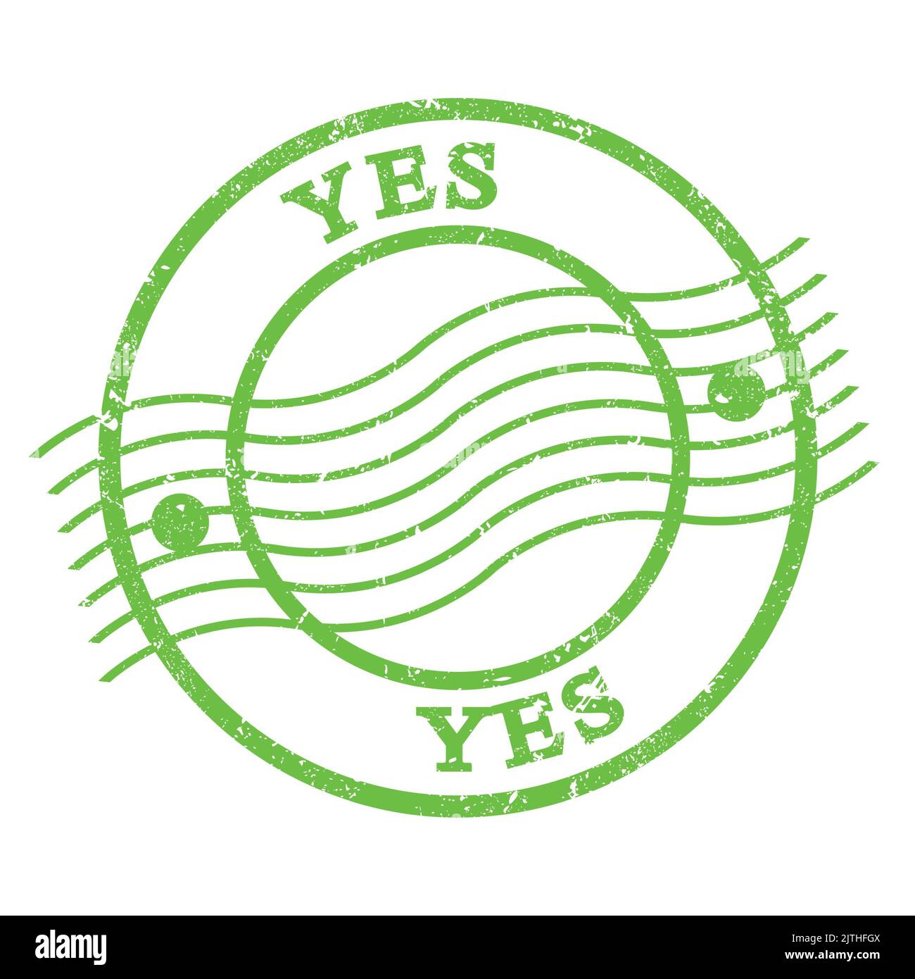 YES, text written on green grungy postal stamp Stock Photo - Alamy