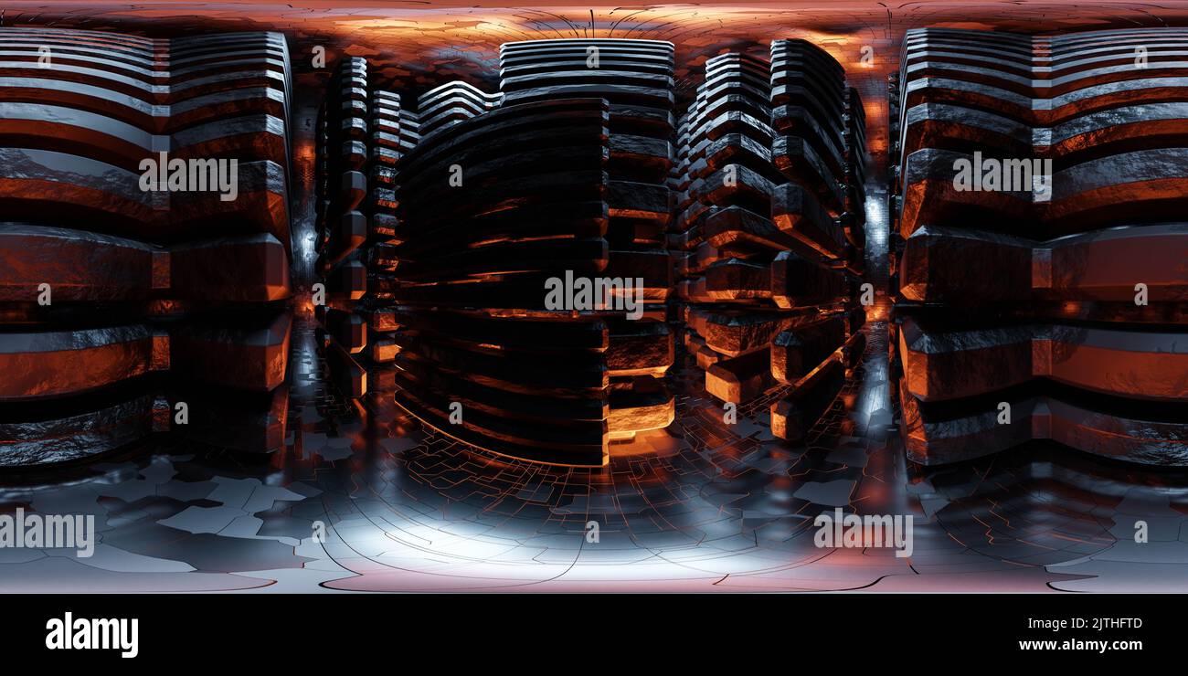 360 degree full panorama environment map of abstract dark futuristic ...