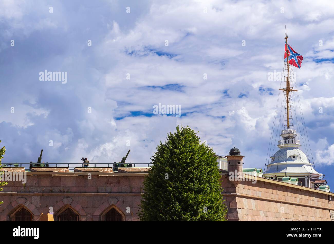 View from river to Two cannons. Travel and tourism. Naryshkin bastion ...