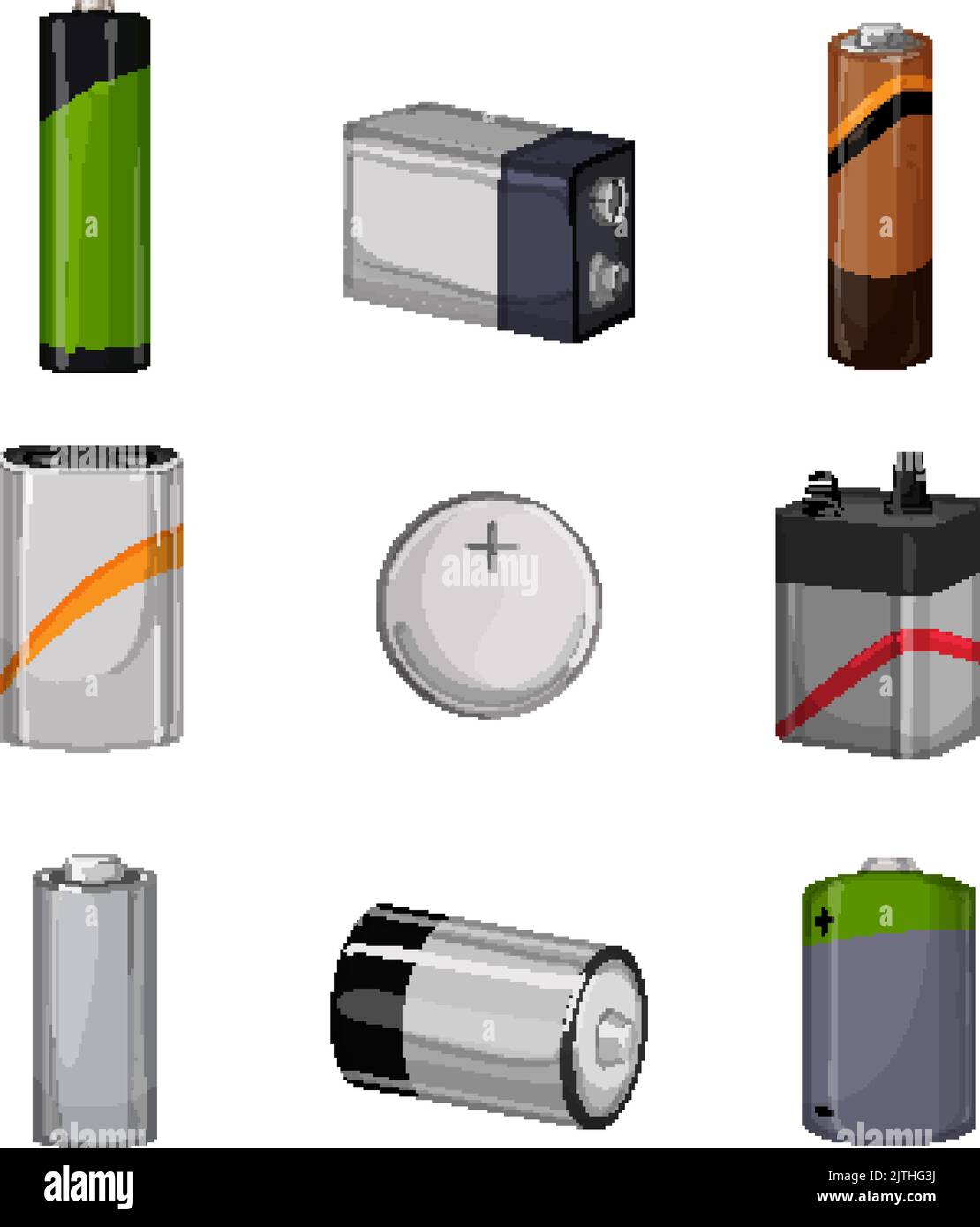 battery energy electric set cartoon vector illustration Stock Vector ...
