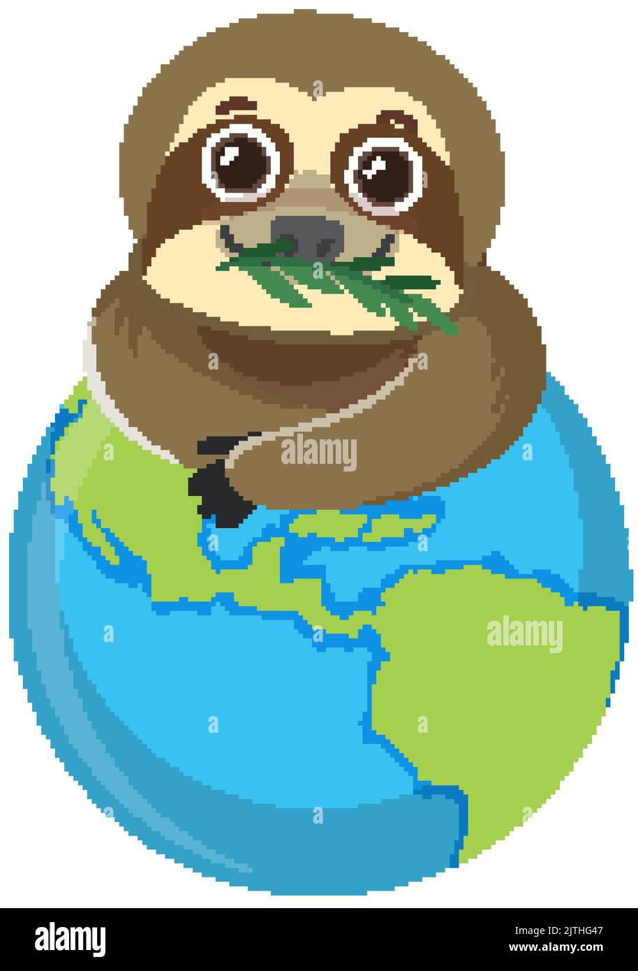 Sloth on the earth isolated illustration Stock Vector Image & Art - Alamy