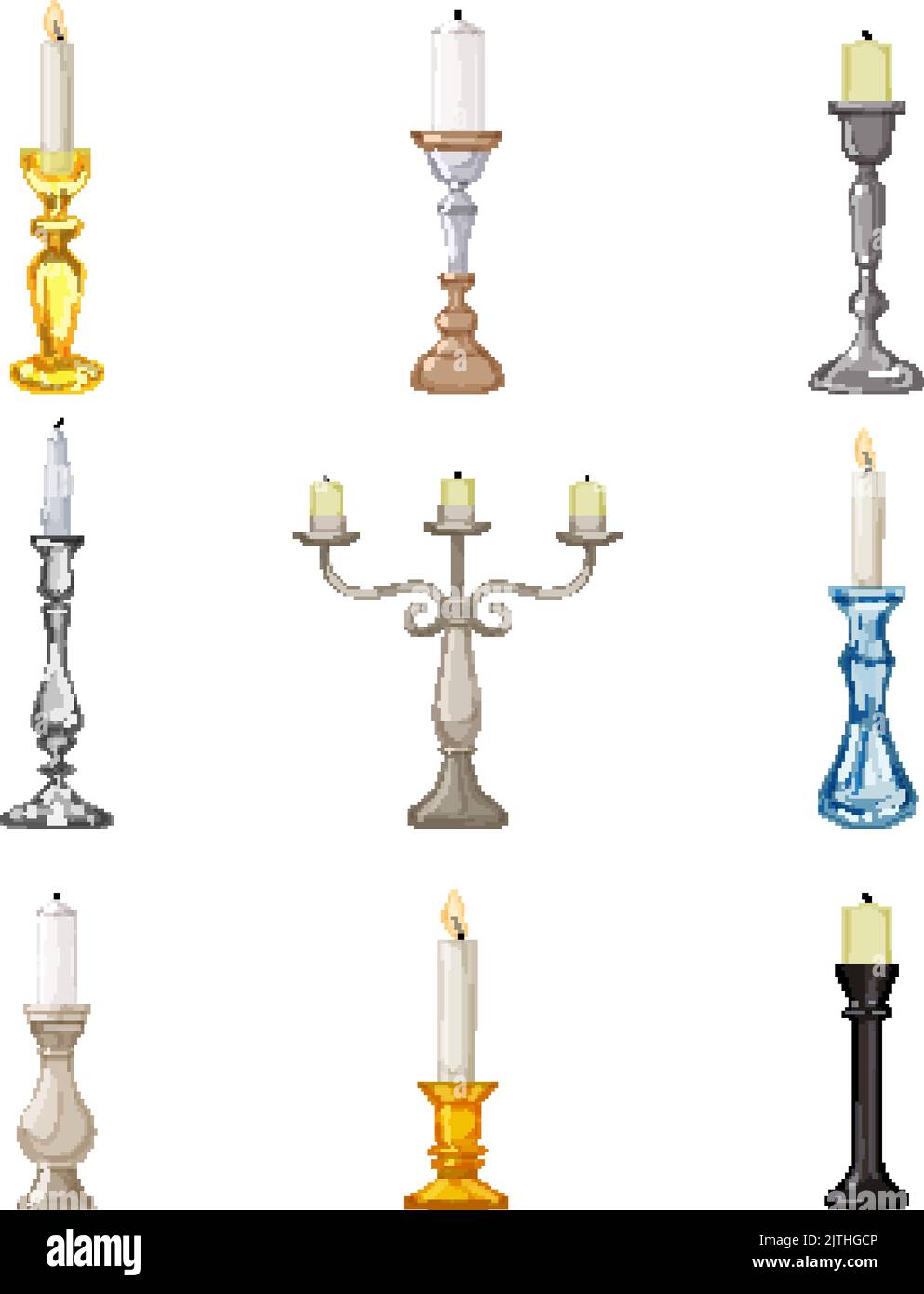 candlestick vintage old set cartoon vector illustration Stock Vector ...