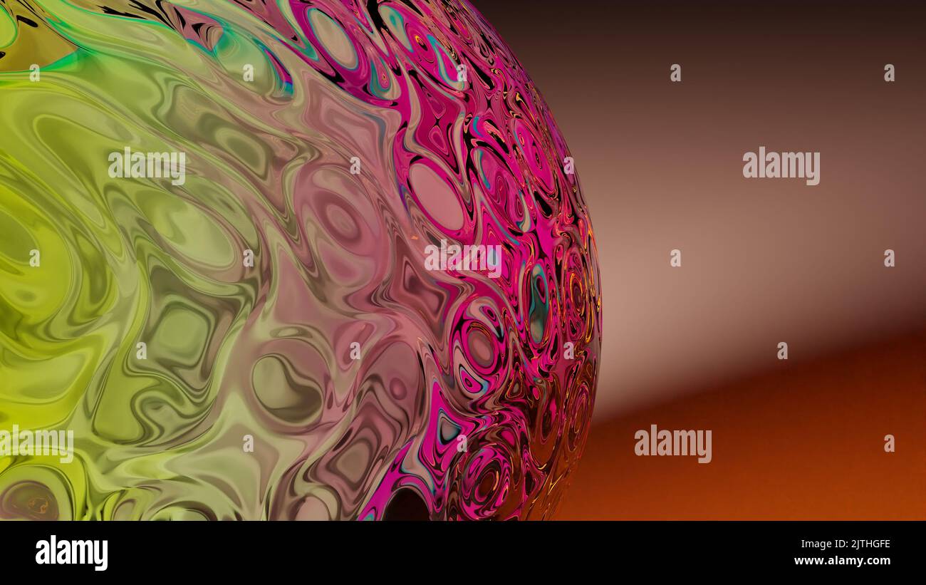 3D renderings. Abstract background with liquid and glass effects and ...