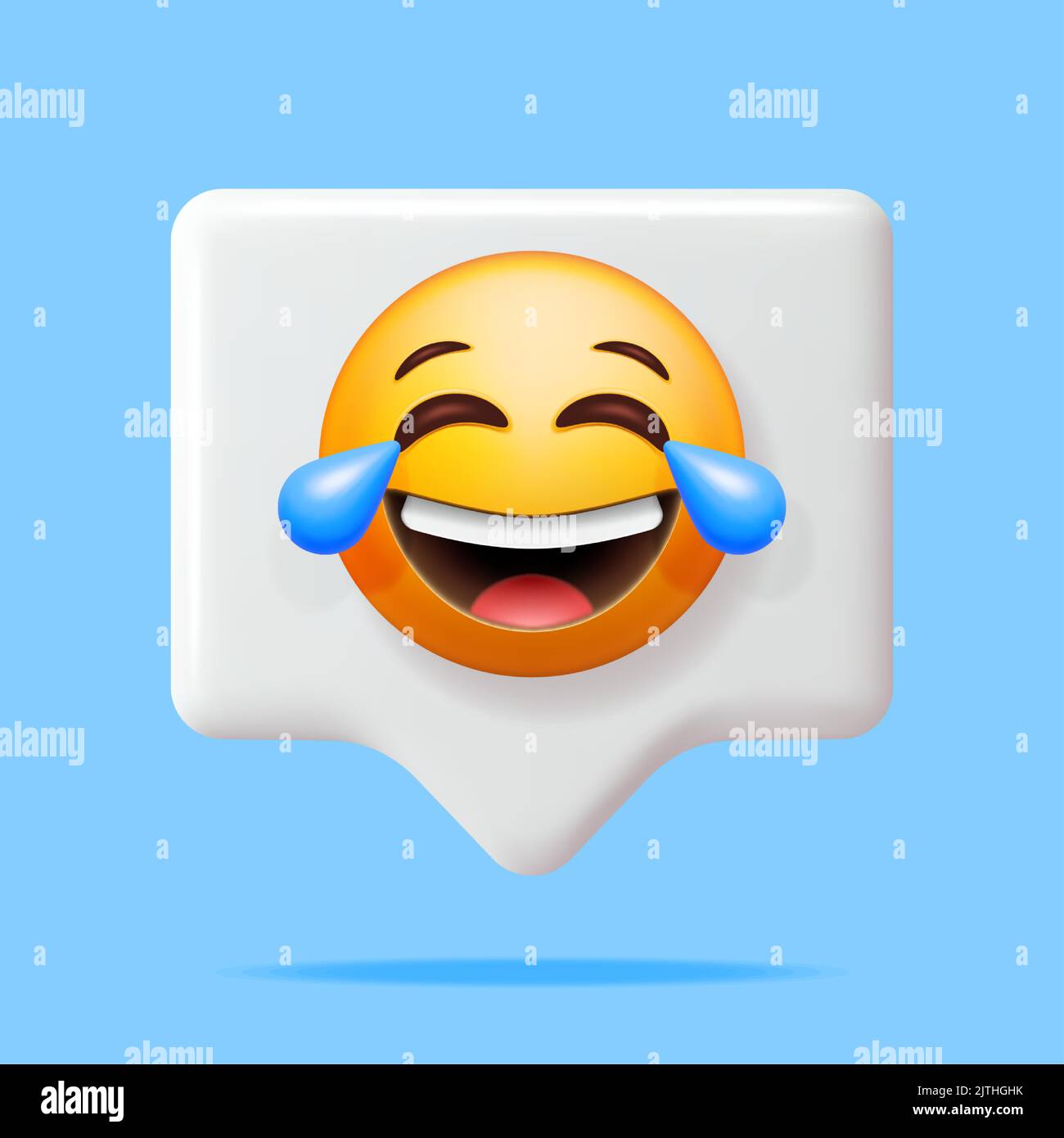 3D Yellow Laugh Emoticon with Tears in Chat Bubble Stock Vector Image ...