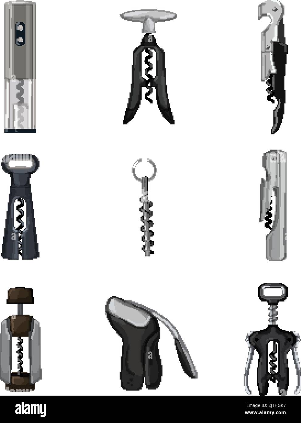 corkscrew wine set cartoon vector illustration Stock Vector Image & Art ...