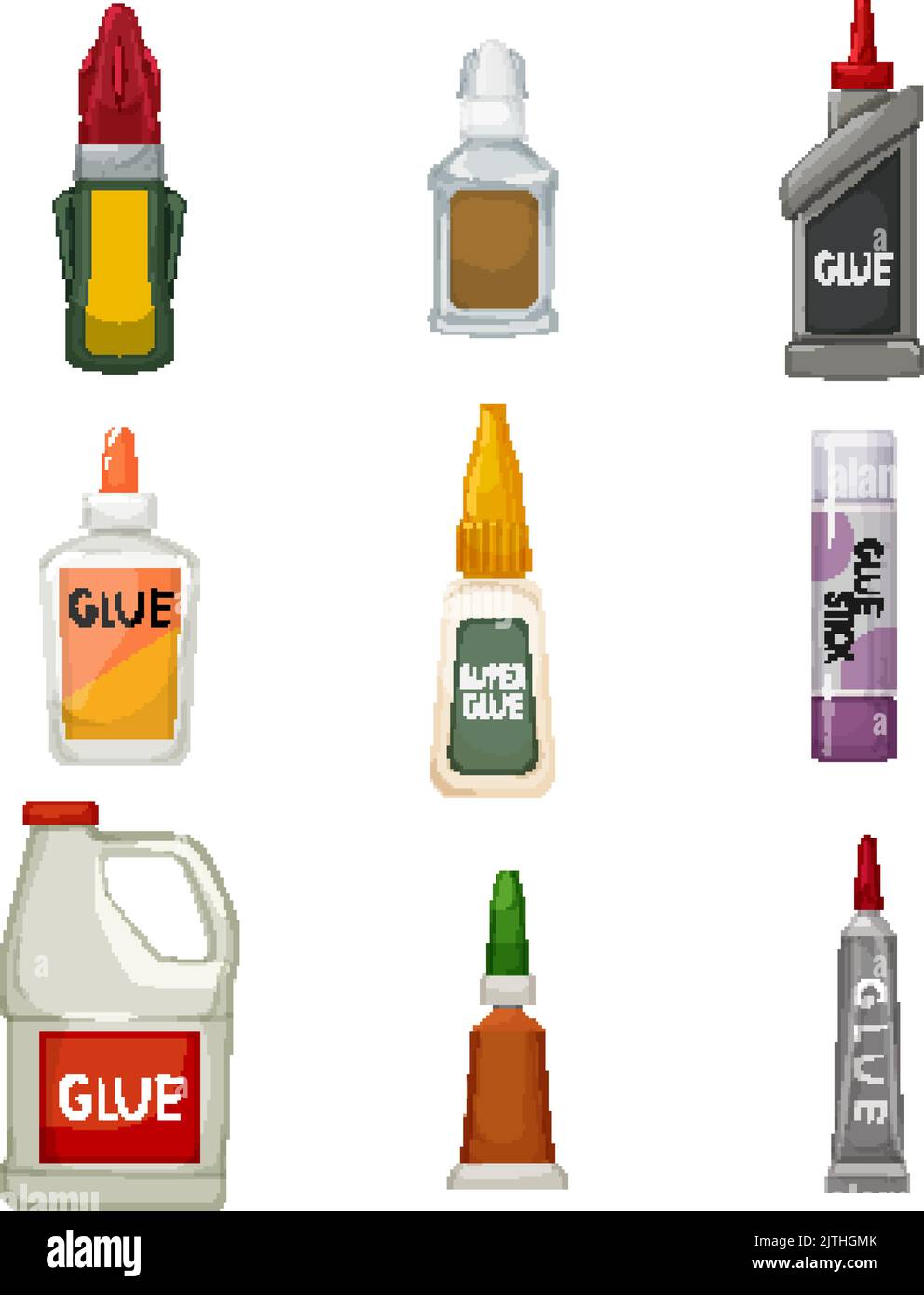 glue bottle set cartoon vector illustration Stock Vector Image & Art ...