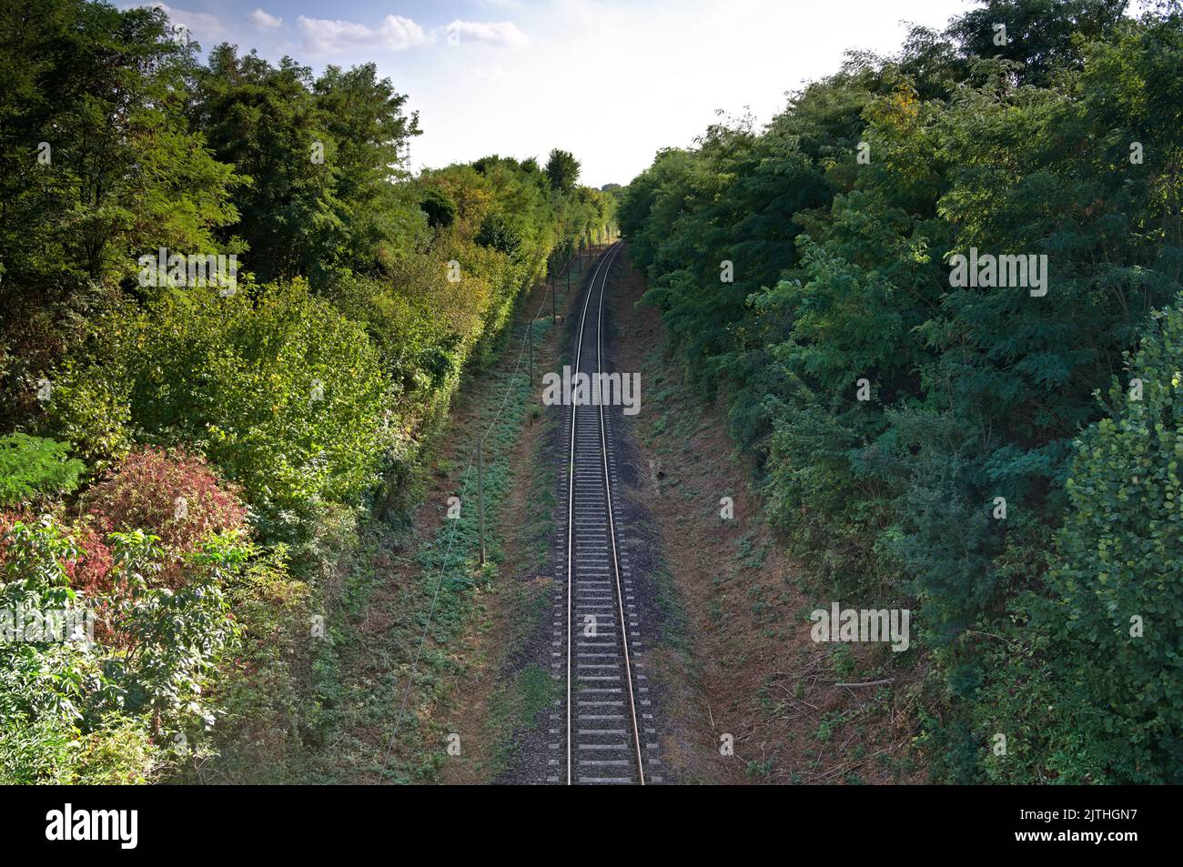 Scenic view from bridge over railway tracks Stock Photo - Alamy