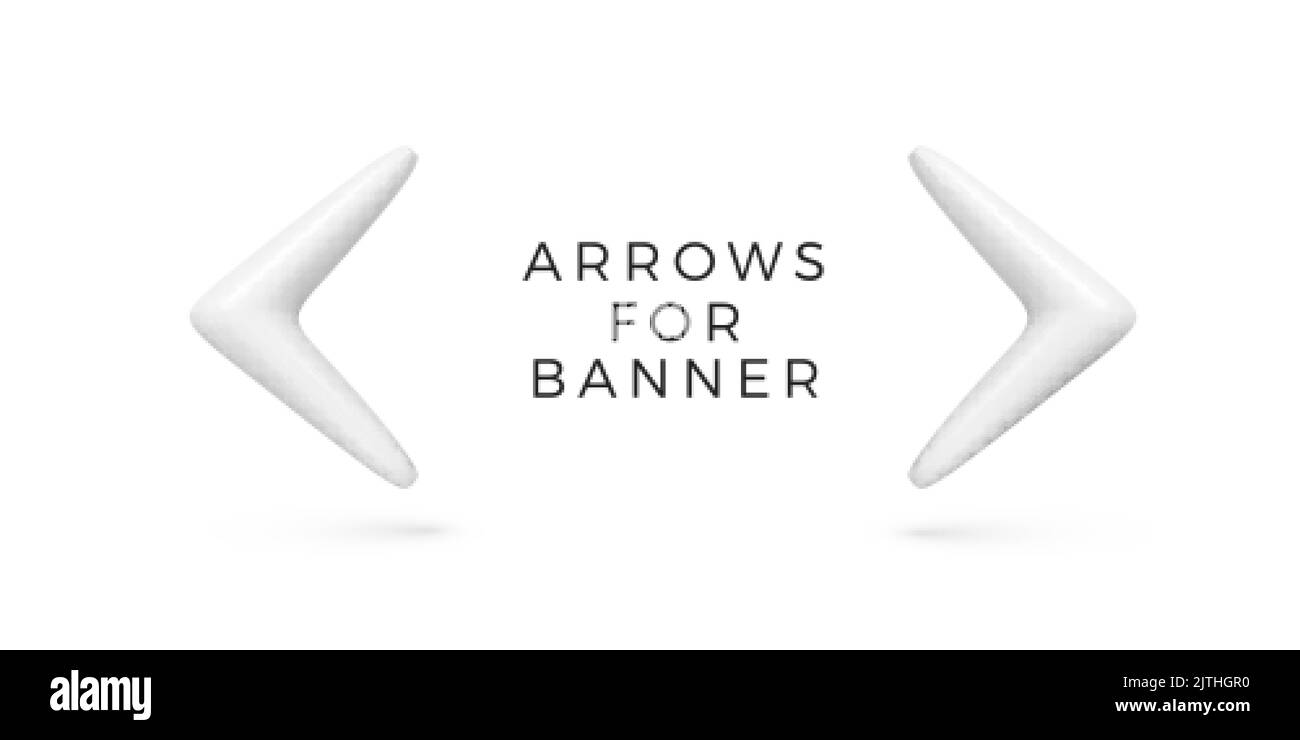 White 3D arrows for banner or other template. Render navigation arrow ...