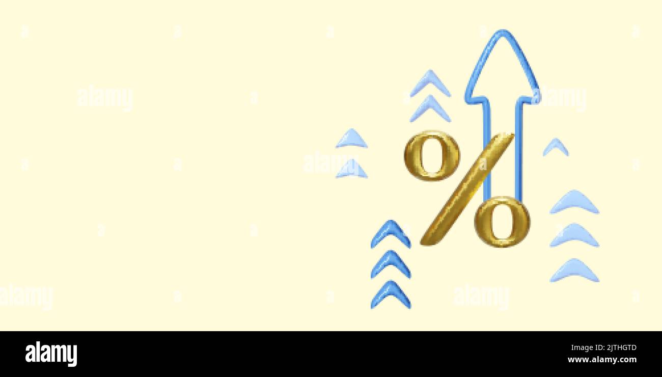 Gold Percent and Blue Arrow Growth Up Banner. Business Concept ...