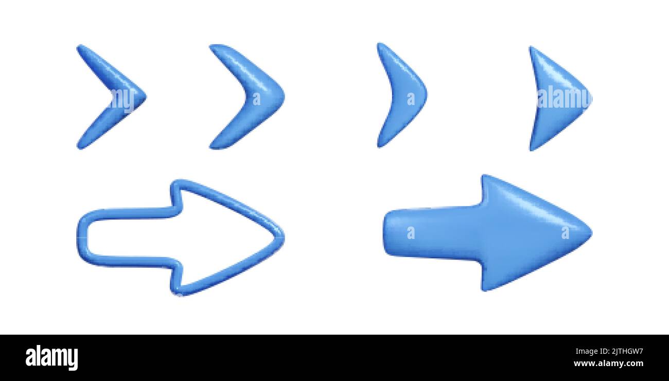 Set of blue arrow. Design element for banner in 3D realistic simple ...
