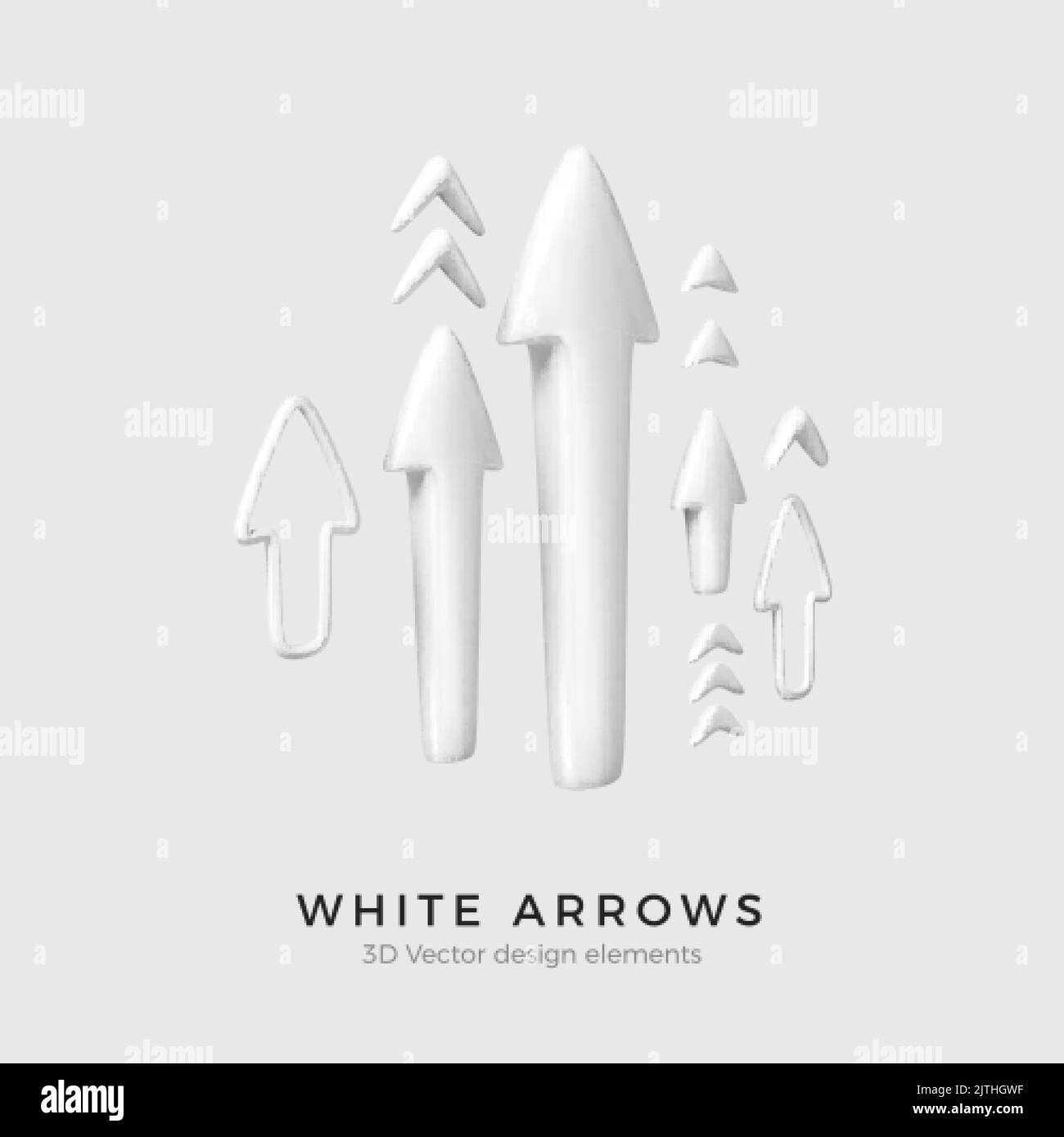 Set of White 3D Arrows. Business design element in cartoon realistic ...
