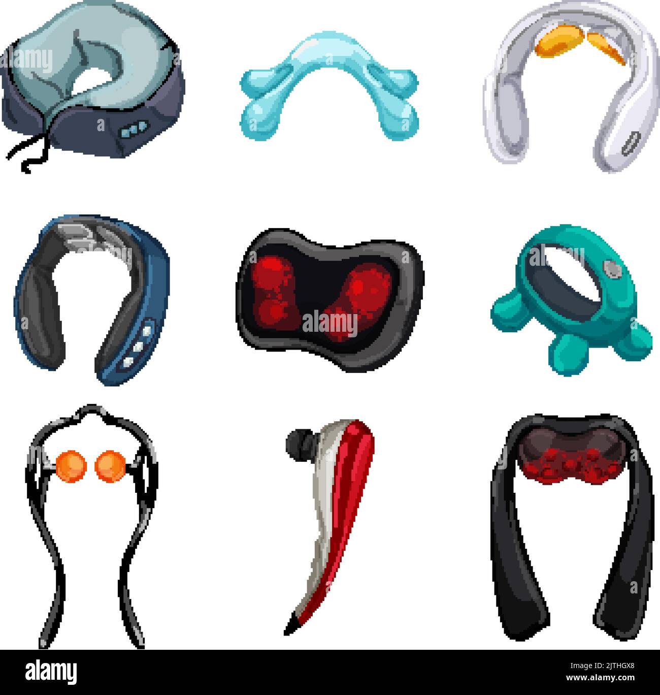 neck massage set cartoon vector illustration Stock Vector Image & Art ...