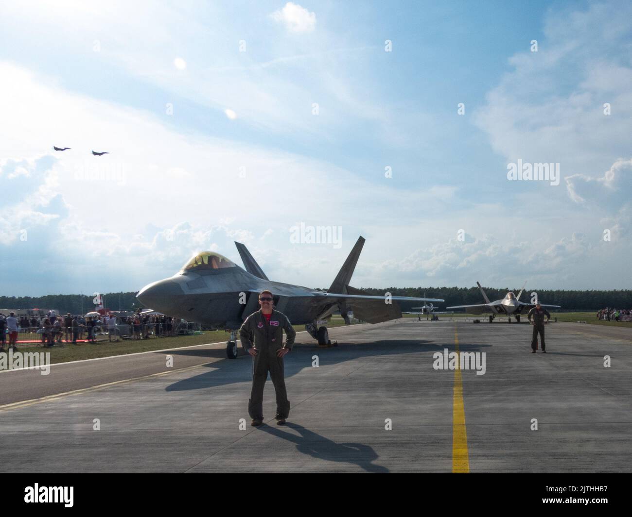 U.S. Air Force F-22 Raptor pilots assigned to the 90th Expeditionary ...