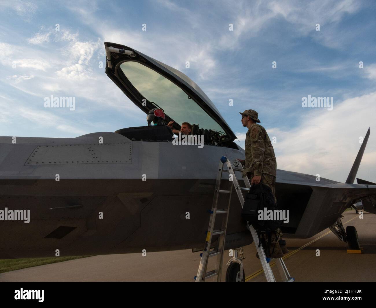 U.S. Air Force F-22 Raptor crew assigned to the 90th Expeditionary ...