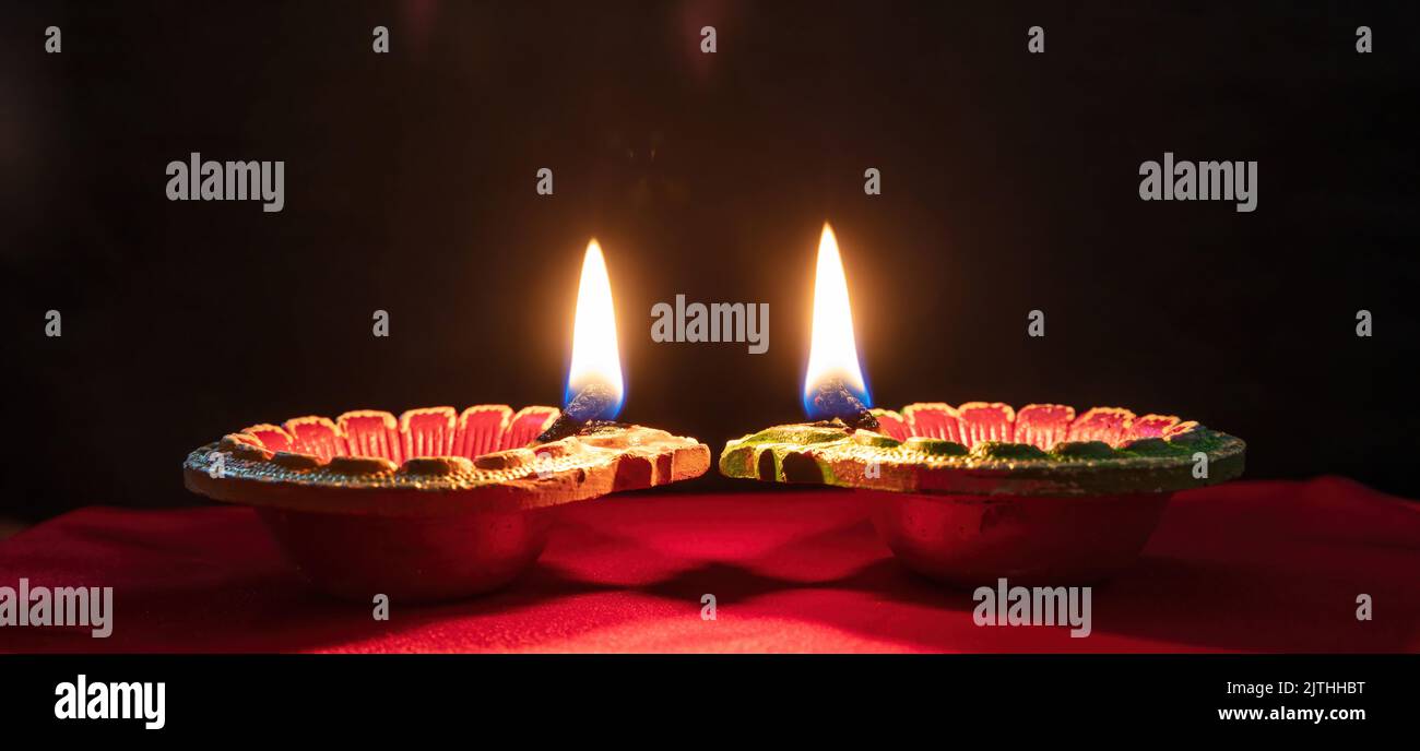 Deepavali Diwali. Hindu festival of lights. Clay diyas candles. Oil ...