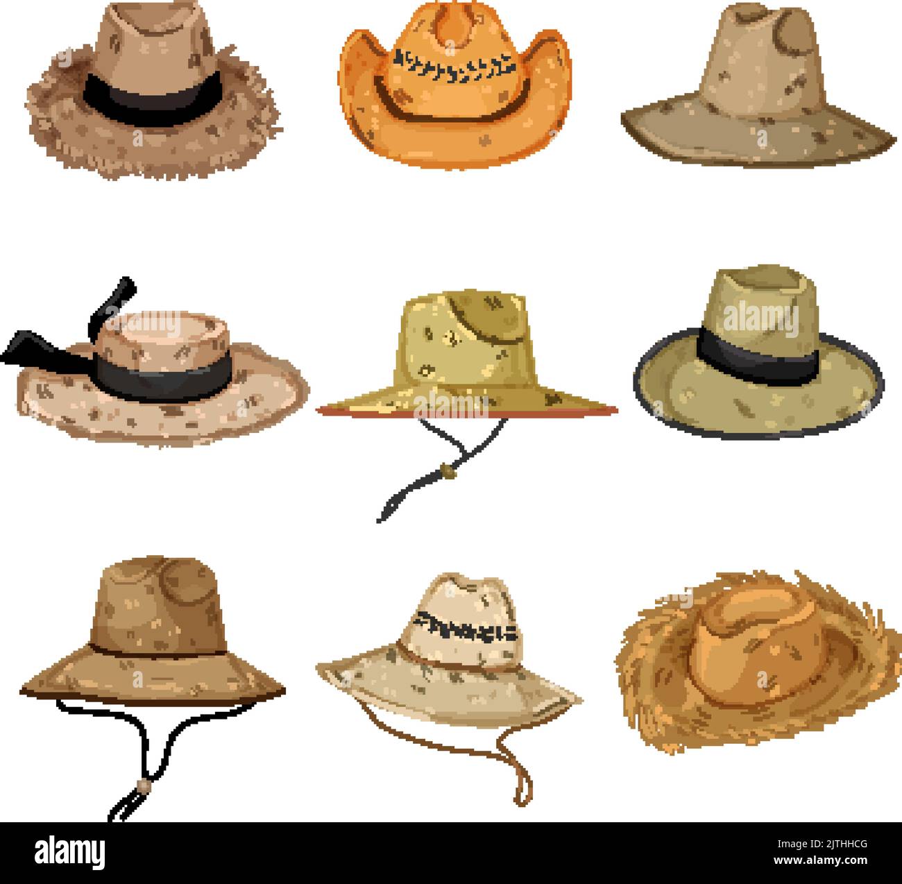 straw hat set cartoon vector illustration Stock Vector Image & Art - Alamy