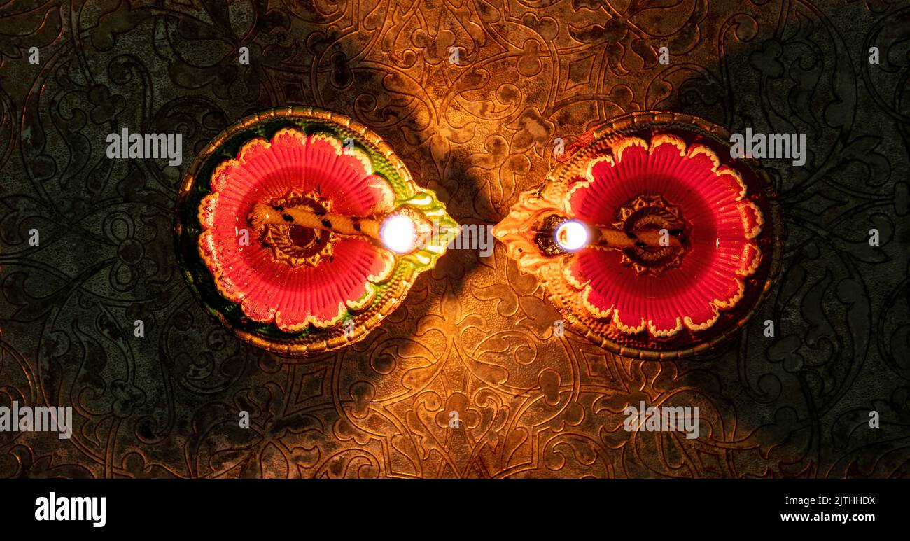 Diwali, Deepavali Hindu Festival of lights celebration. Diya oil lamp ...