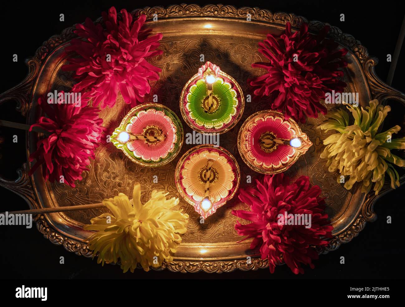 Diwali, Deepavali Hindu Festival of lights celebration. Diya oil lamp ...