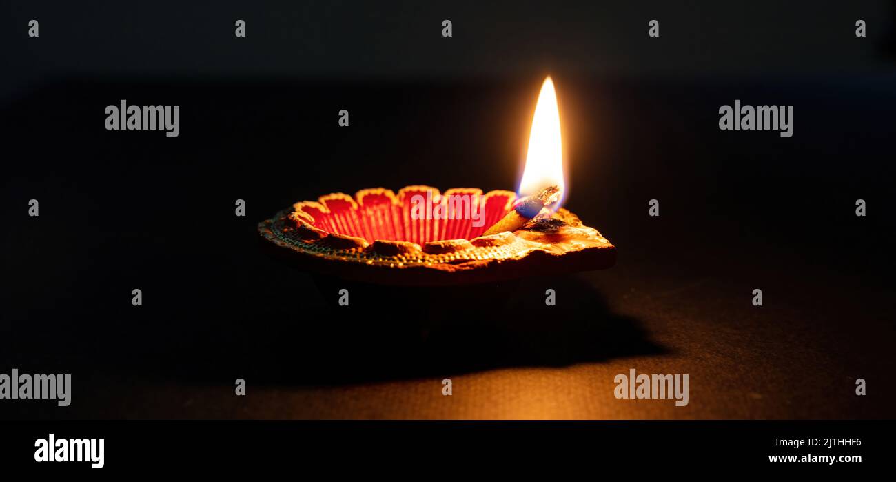 Deepavali Diwali celebration, Hindu festival of lights. Clay diya ...
