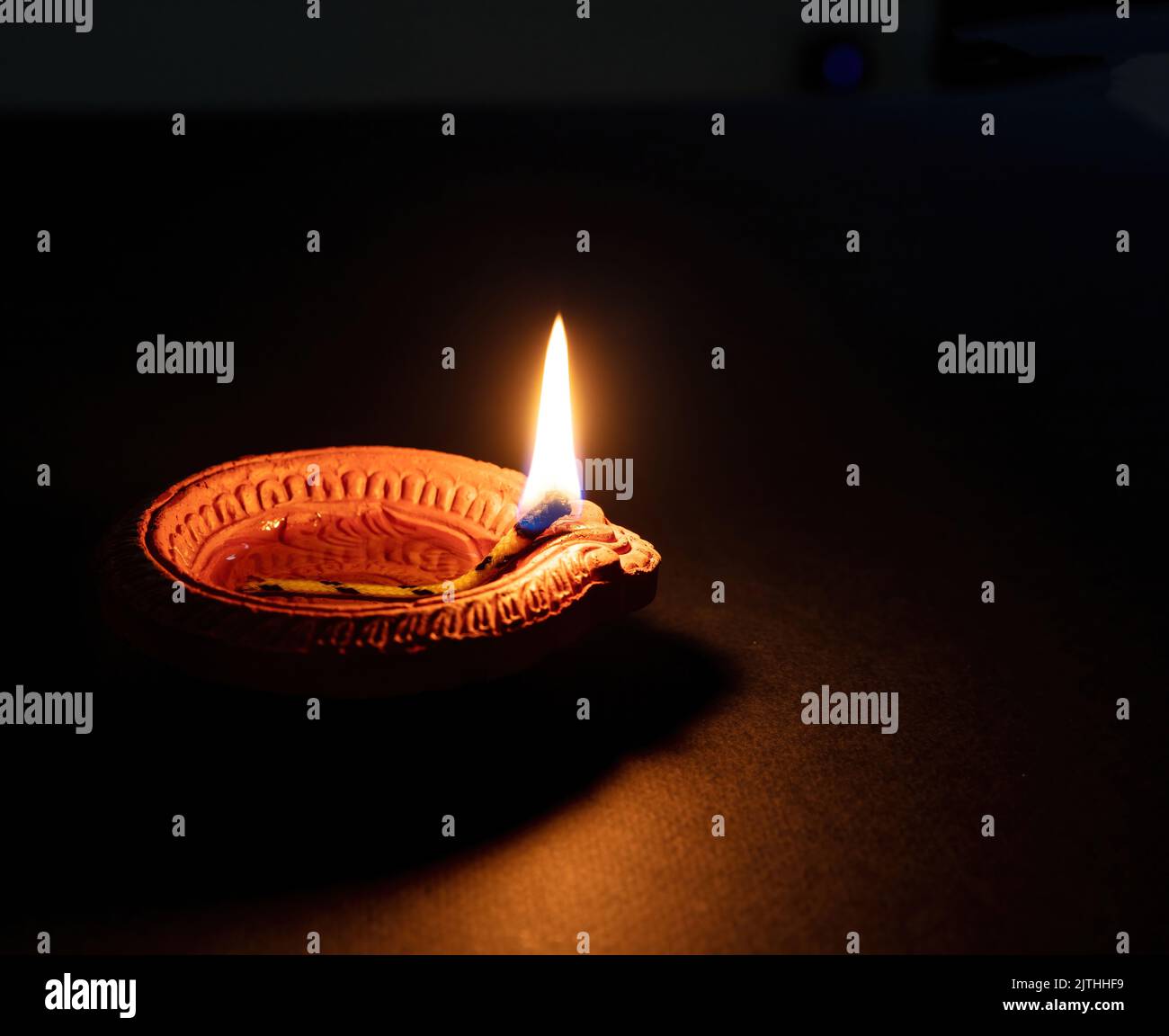 Deepavali Diwali. Hindu festival of lights. Clay diya candle. Oil lamp ...