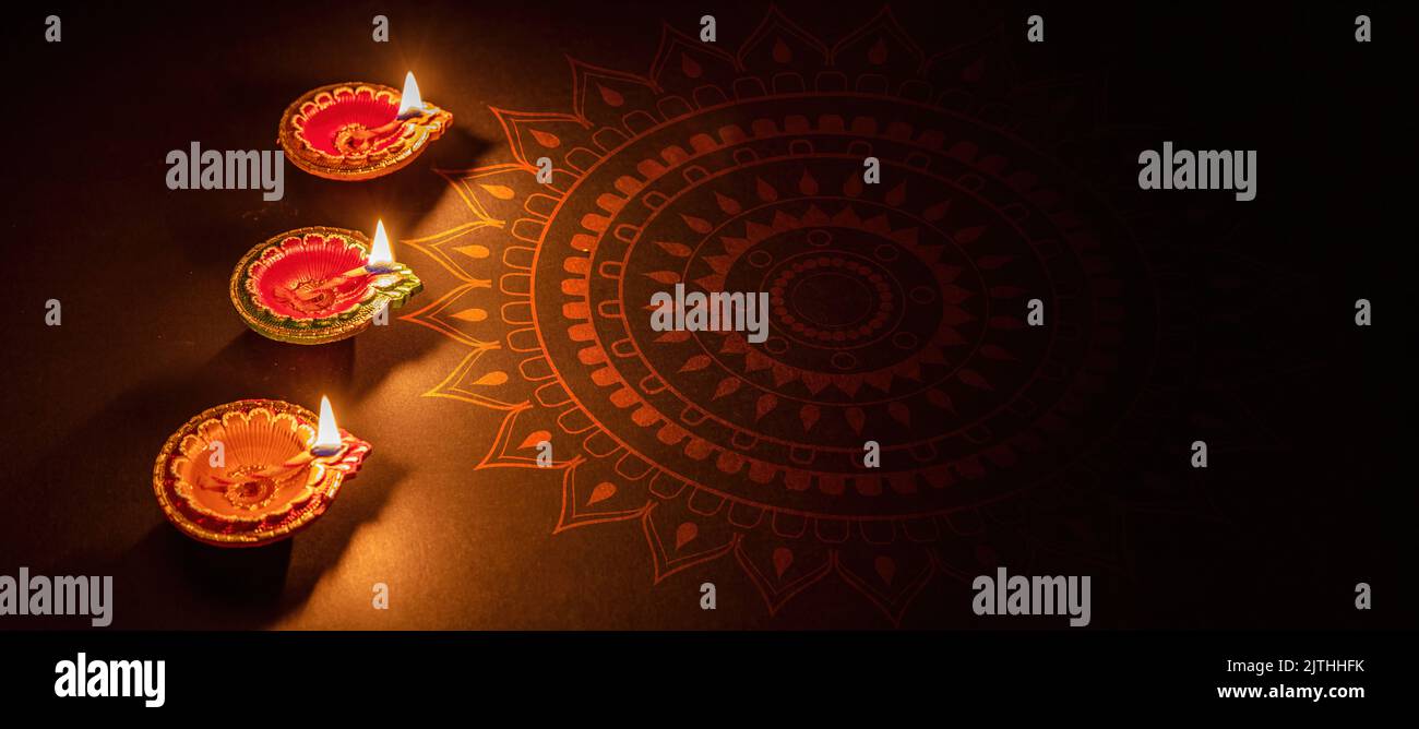 Diwali, Deepavali Hindu Festival of lights celebration. Diya oil lamp ...