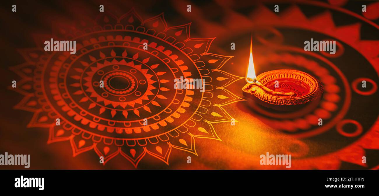 Diwali, Deepavali Hindu Festival of lights celebration. Diya oil lamp ...