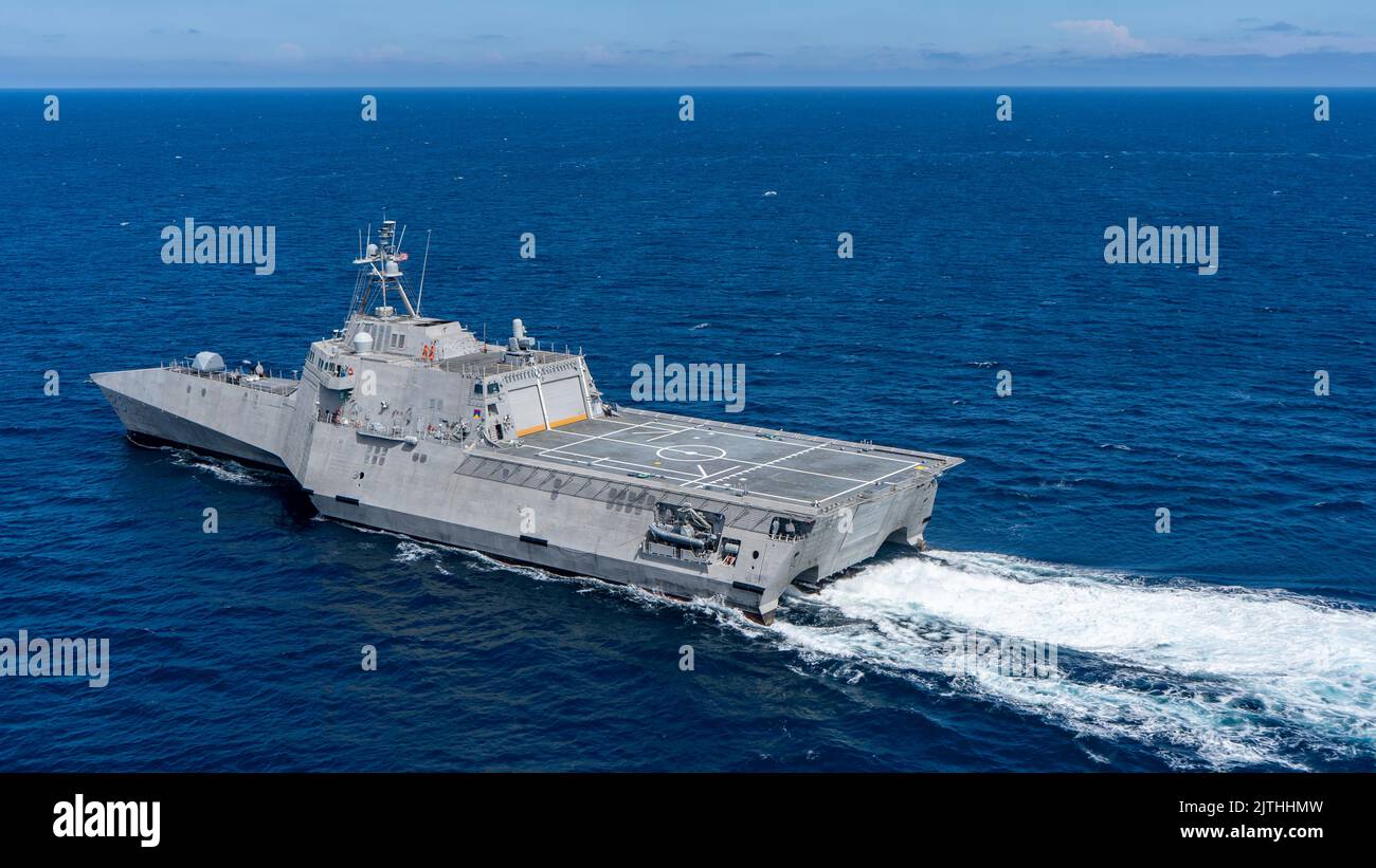 Independence-class littoral combat ship USS Savannah (LCS 28) sails in ...