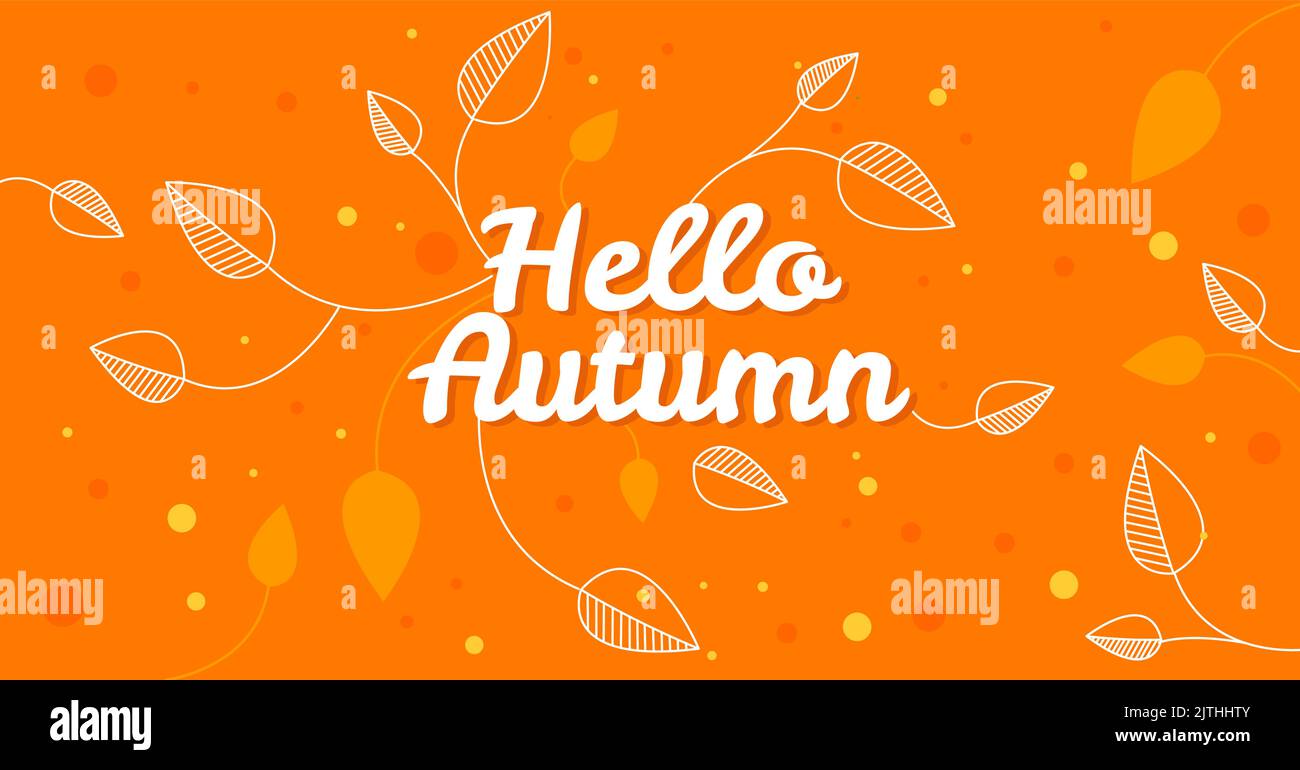 Hello autumn banner or social media post design. Background for social ...