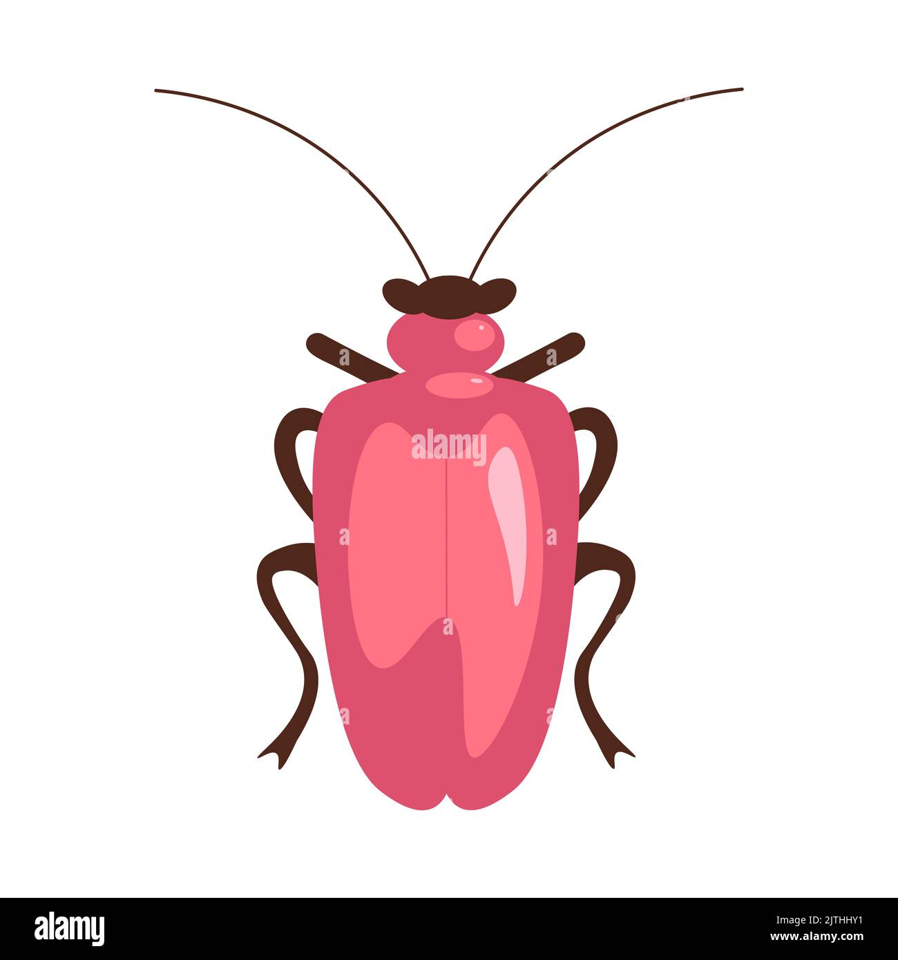 Red beetle top view isolated on a white background. Flat Art ...