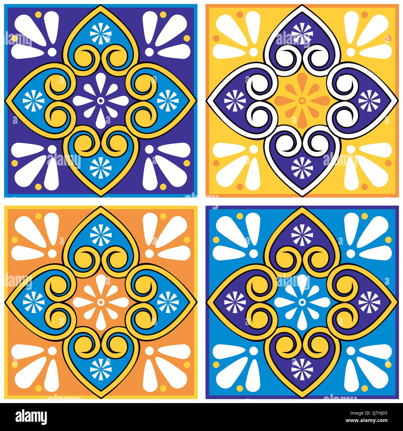 Mexican talavera floral pattern vector tiles seamless design with ...