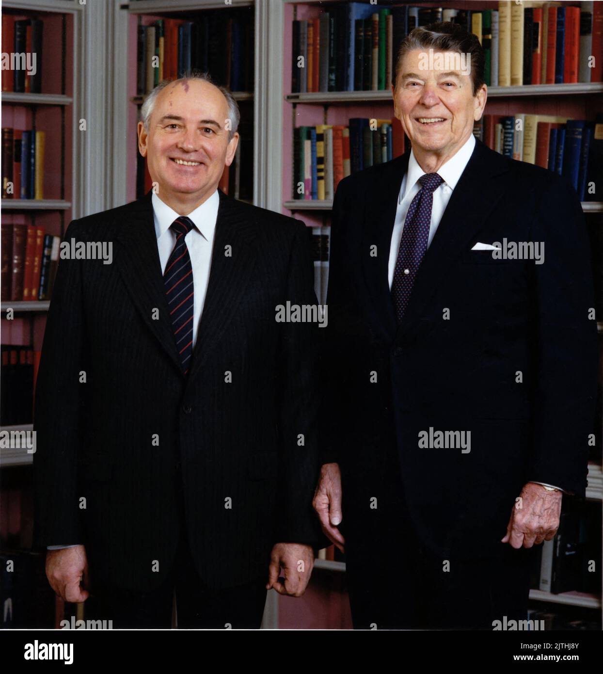 United States President Ronald Reagan and General Secretary of the ...
